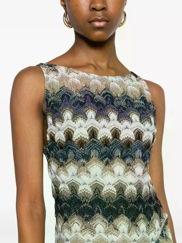 Missoni Maxi Zigzag Pattern Open-back Dress - Neutrals