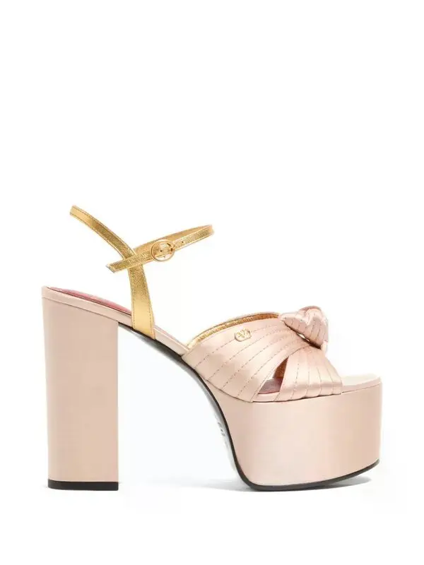 Valentino Garavani Satin Platform Sandals With Knot Detail - Pink