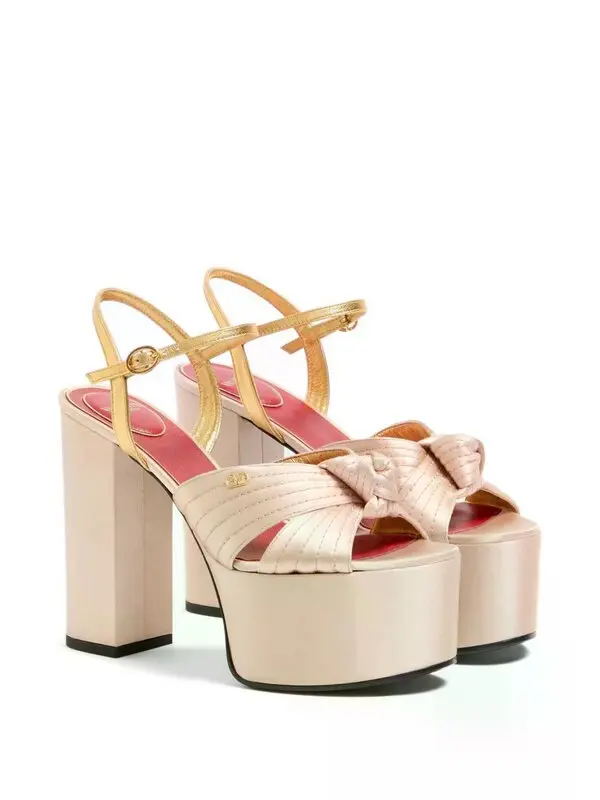 Valentino Garavani Satin Platform Sandals With Knot Detail - Pink