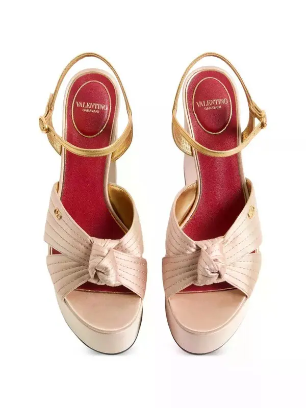 Valentino Garavani Satin Platform Sandals With Knot Detail - Pink