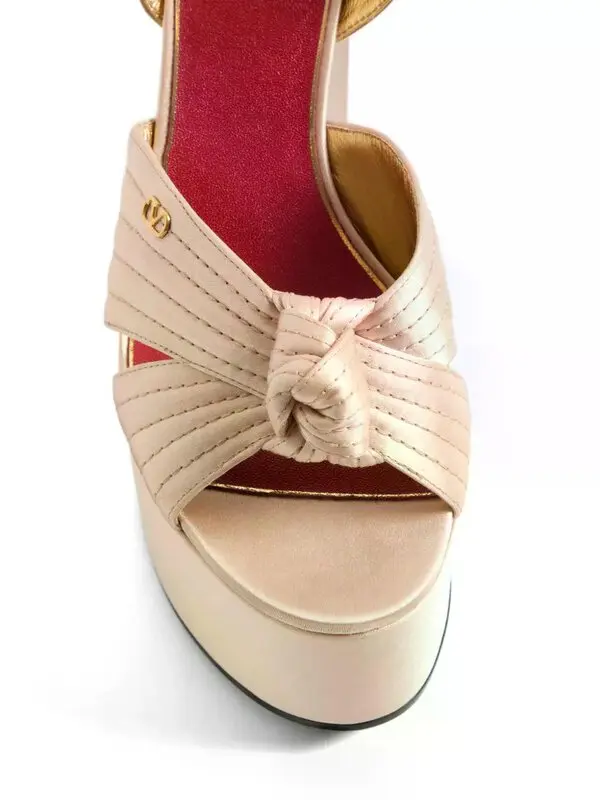 Valentino Garavani Satin Platform Sandals With Knot Detail - Pink