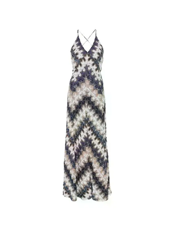 Missoni Maxi Zigzag Pattern V-neck Dress