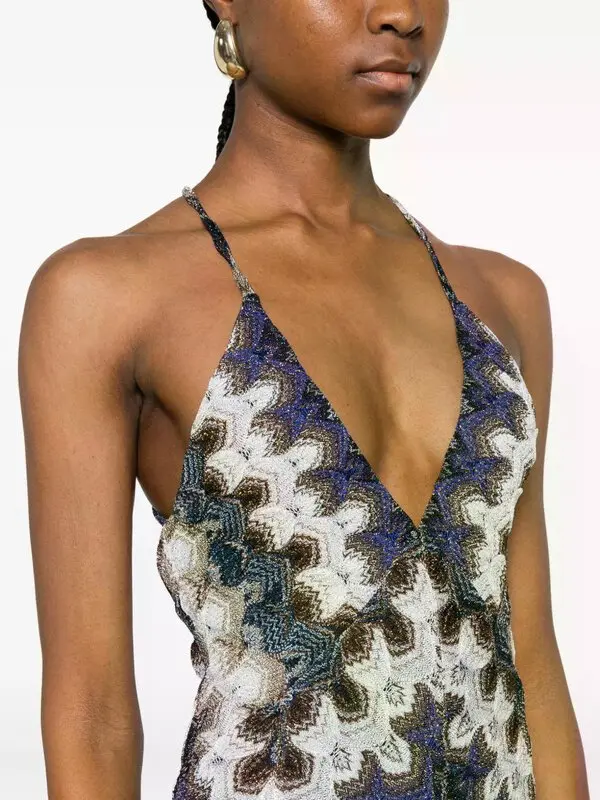 Missoni Maxi Zigzag Pattern V-neck Dress