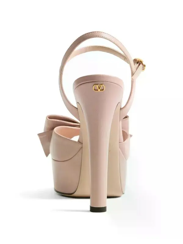 Valentino Garavani Kidskin Platform Sandals With Bow Detail - Pink