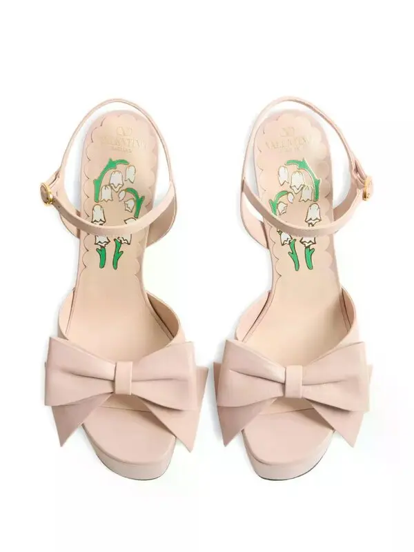Valentino Garavani Kidskin Platform Sandals With Bow Detail - Pink