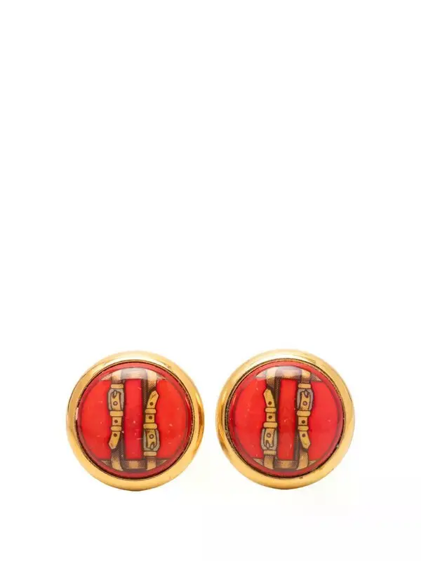 Hermès 1980-2000 Enamel Clip On Earrings Costume Earrings - Gold