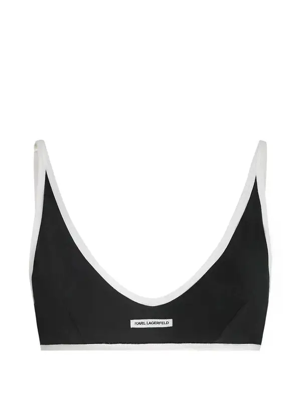 Karl Lagerfeld Logo-patch Contrast-trim Bra - Black