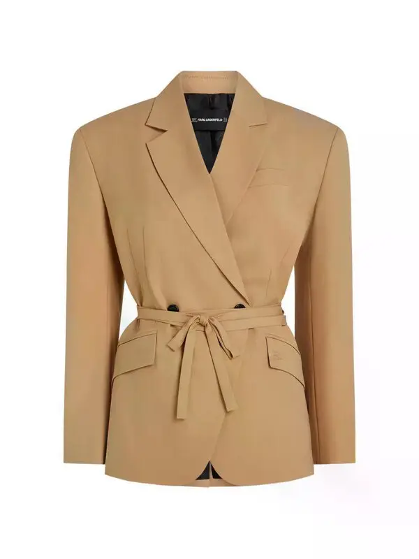 Karl Lagerfeld Tie-waist Double-breasted Blazer - Neutrals