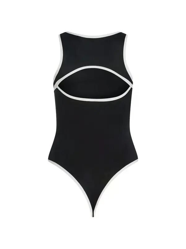 Karl Lagerfeld Racerneck Thong Bodysuit With Cut-out Back