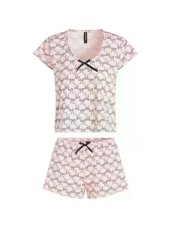 Karl Lagerfeld Signature Bow-detail Cotton Pajamas - Pink