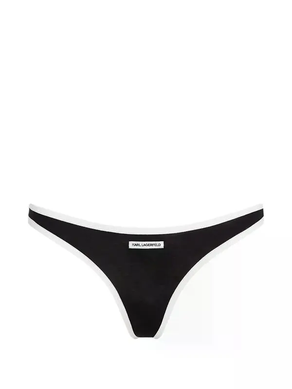 Karl Lagerfeld Logo-patch Contrast-trim Thong - Black