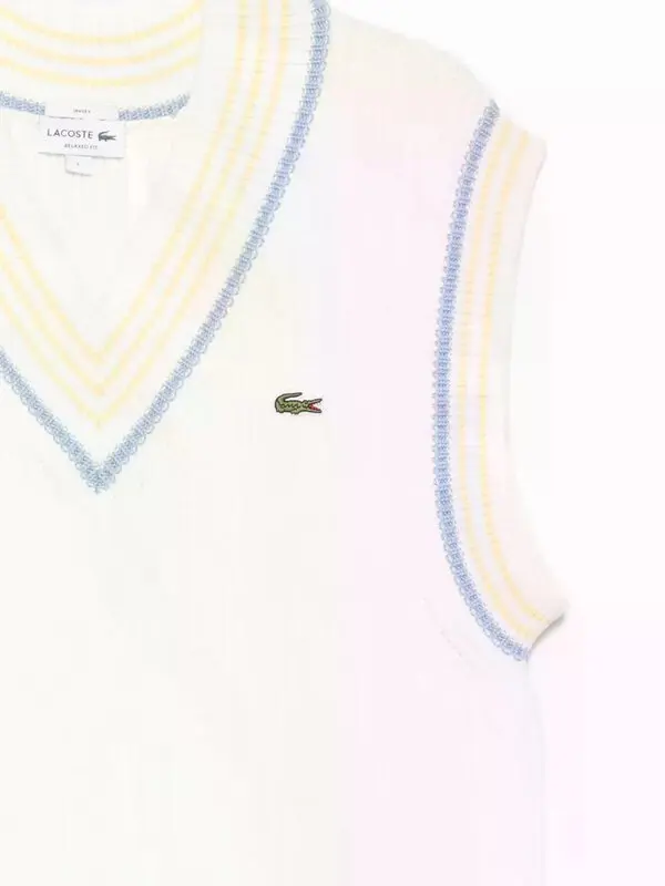 Lacoste Ribbed-knit Vest With Striped Trim