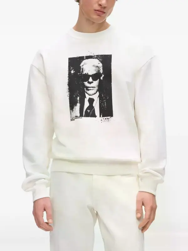 Karl Lagerfeld Printed Relaxed Fit Sweatshirt - Neutrals
