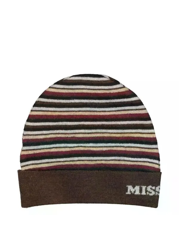 Missoni Striped Beanie Hat - Brown