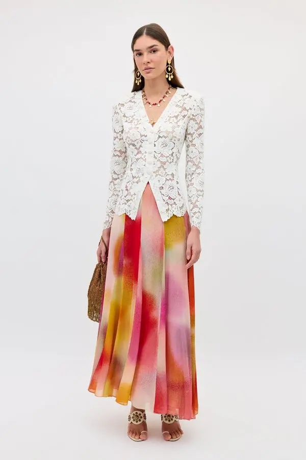Rixo Billy Jessica Alexandra Georgette Midi Skirt By - Multi