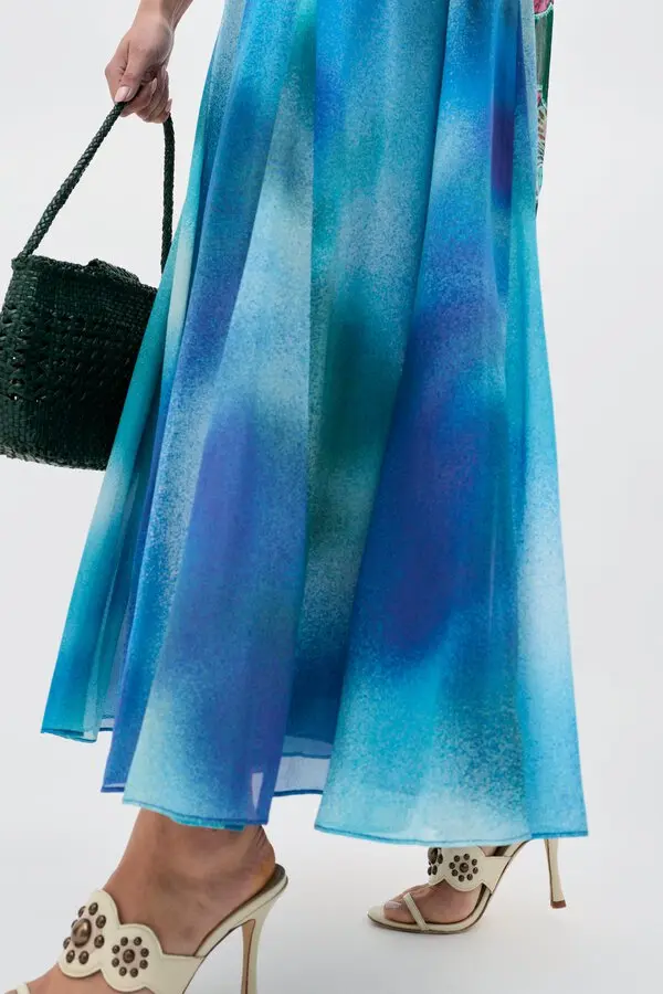 Rixo Billy Jessica Alexandra Georgette Midi Skirt - Blue