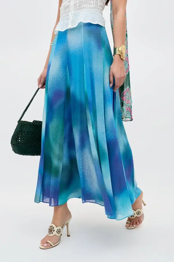 Rixo Billy Jessica Alexandra Georgette Midi Skirt - Blue