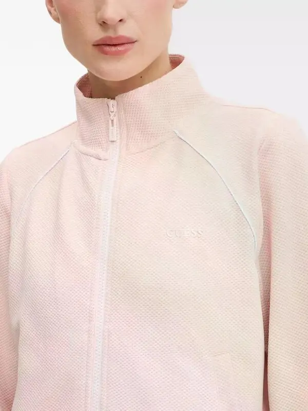 Guess Textured Zip-up Sweatshirt - Pink