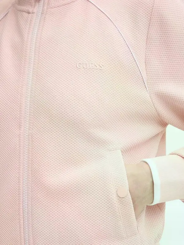 Guess Textured Zip-up Sweatshirt - Pink