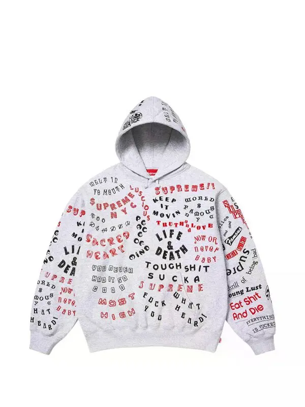 Supreme Graphic-print Hoodie - Grey