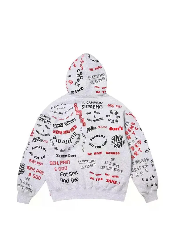 Supreme Graphic-print Hoodie - Grey