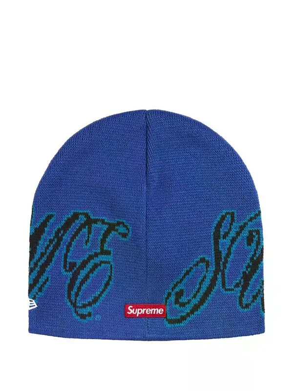 Supreme X New Era Cursive Beanie Hat - Blue