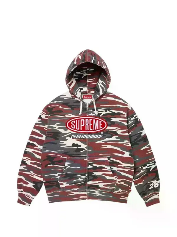 Supreme Performance Camouflage-print Zip-up Hoodie - Red