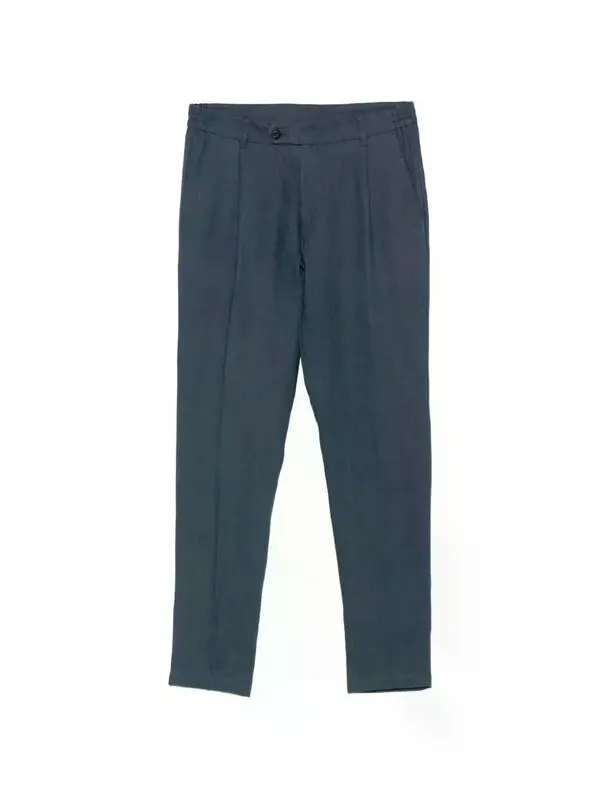 Eleventy Pleated Linen Trousers - Blue