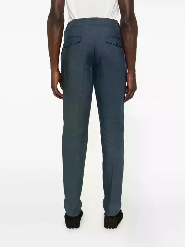 Eleventy Pleated Linen Trousers - Blue