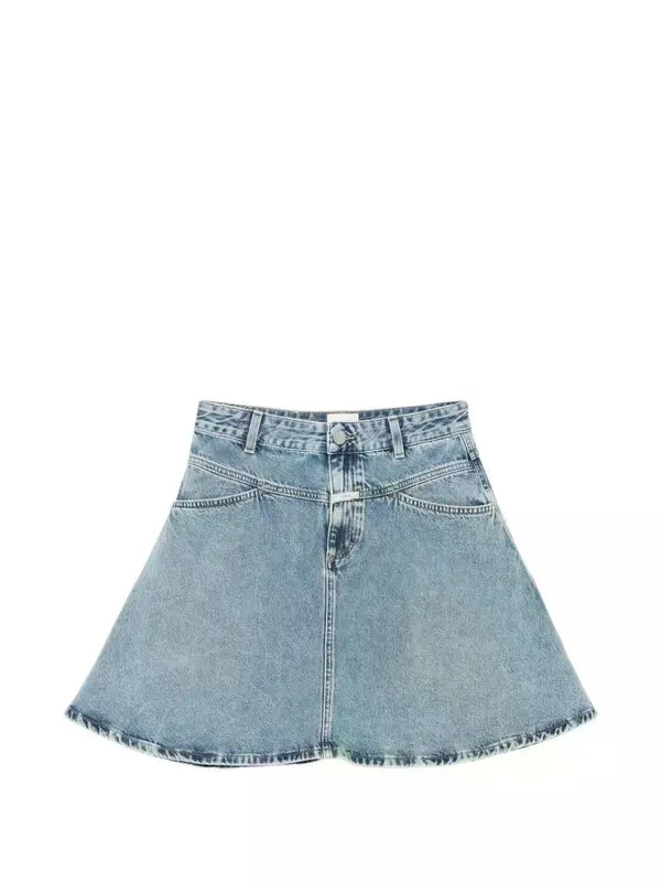 Closed Cotton Short Skirt - Blue