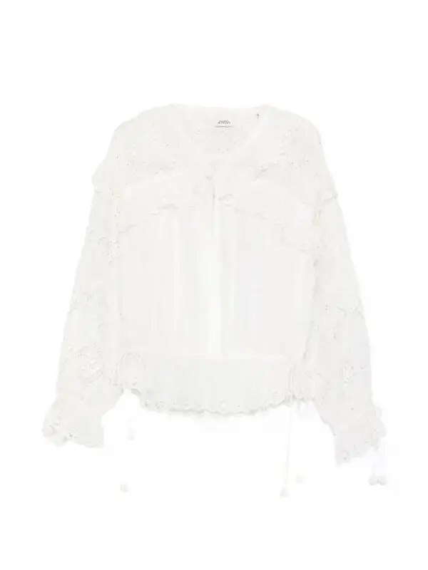 Isabel Marant Broderie-anglaise Drawstring Blouse - White