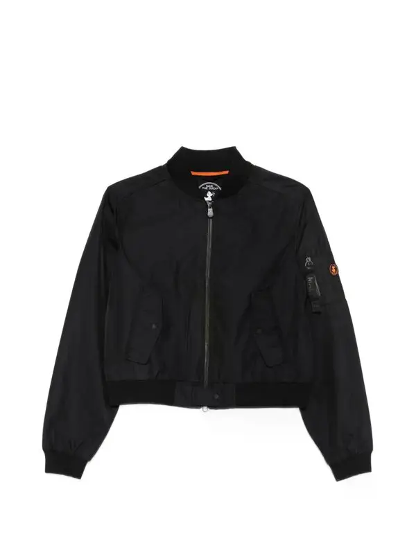 SAVE THE DUCK Ribbed-trim Cropped Bomber Jacket - Black