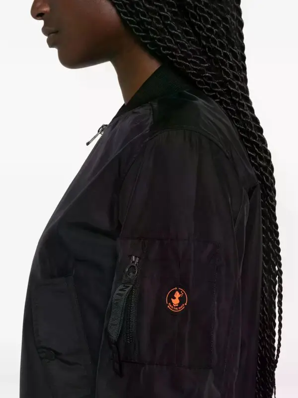 SAVE THE DUCK Ribbed-trim Cropped Bomber Jacket - Black