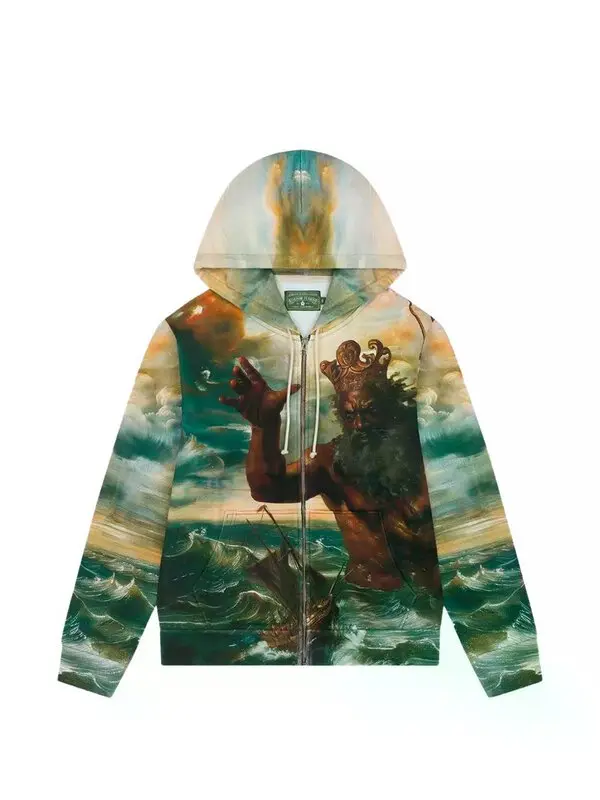 DENIM TEARS Poseidon's Revenge Zip-up Hoodie - Green