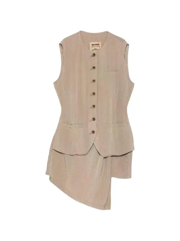 UMA WANG Stripe-pattern Asymmetric Waistcoat - Neutrals
