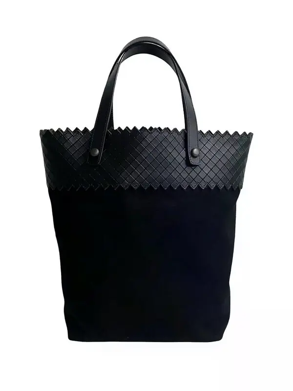 Bottega Veneta 2012-2026 Intrecciomirage Trimmed Canvas Tote Bag - Black