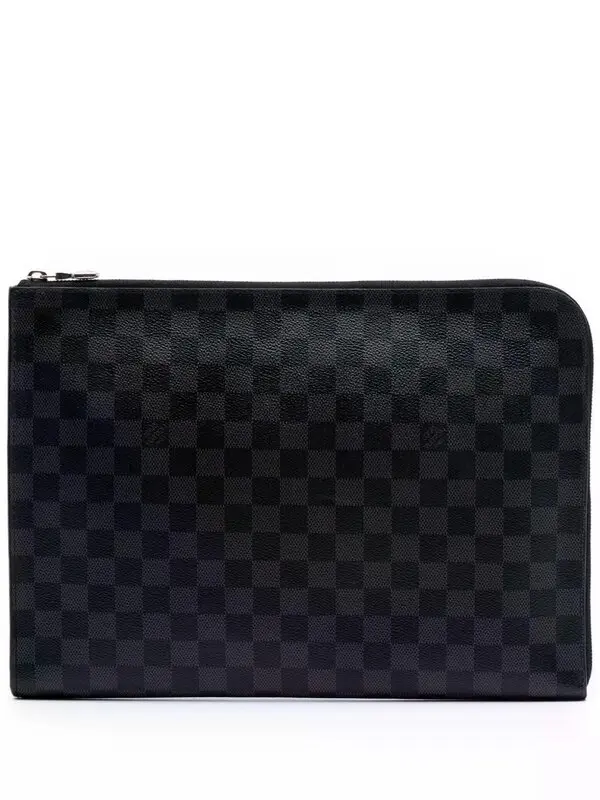 LOUIS VUITTON 2017 Damier Graphite Pochette Jour Gm Clutch Bag - Black