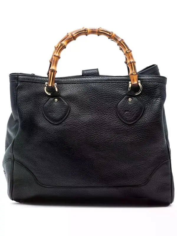 Gucci Leather Bamboo Diana Tote Bag - Black