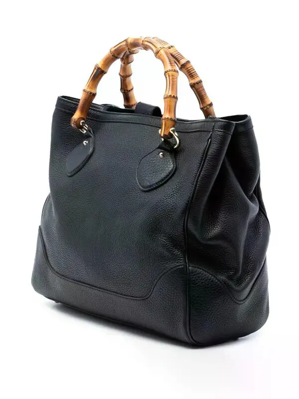 Gucci Leather Bamboo Diana Tote Bag - Black