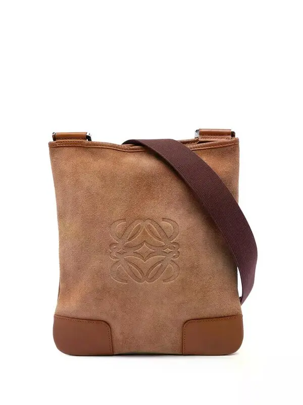 Loewe 2005 Suede Anagram Crossbody Bag - Brown