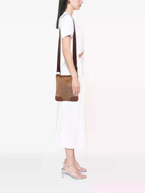 Loewe 2005 Suede Anagram Crossbody Bag - Brown