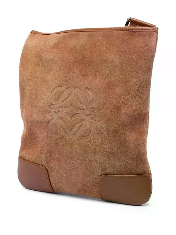Loewe 2005 Suede Anagram Crossbody Bag - Brown