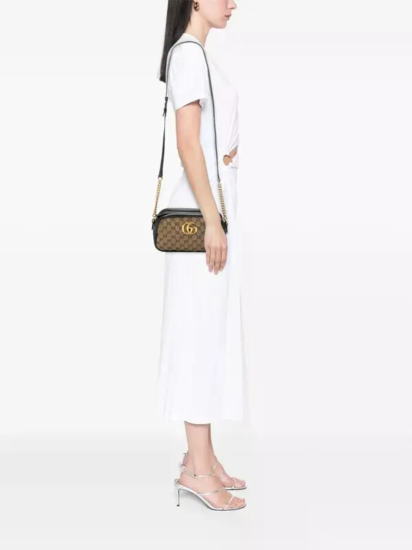 Gucci Gg Marmont Canvas And Leather Crossbody Bag - Neutrals