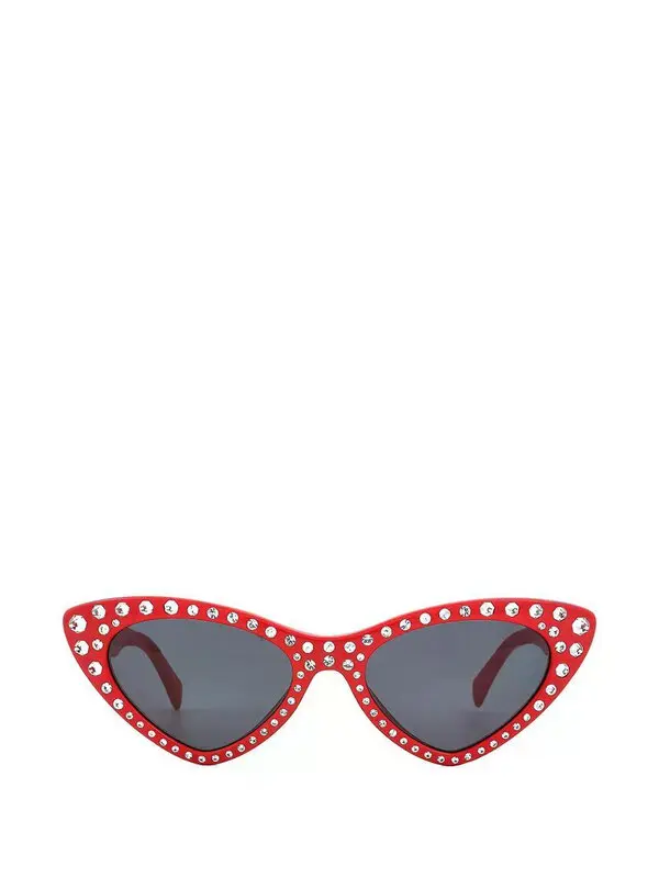 Moschino Crystal-embellished Cat-eye Sunglasses - Red