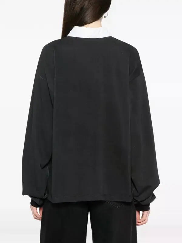 Cynthia Rowley Floral-print Polo Collar Sweatshirt
