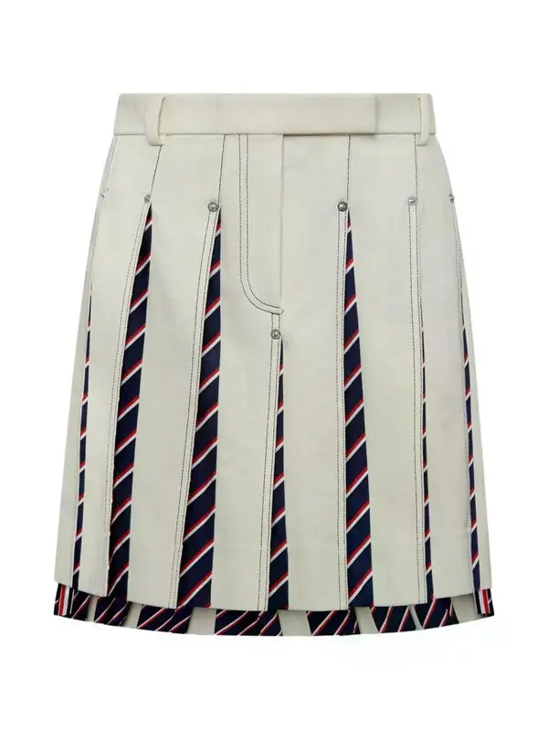 Thom Browne Low Rise Pleated Skirt With Stripes