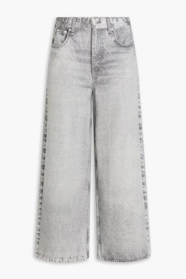 Rag & Bone Miramar Sofie Cropped Wide Leg Pants In French Cotton-terry - Gray