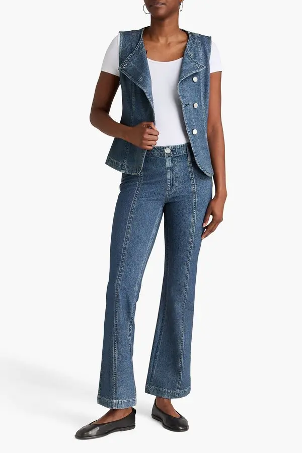 Rag & Bone Miramar Olivia Denimeffect Print Ponte Bootcut Pants - Navy