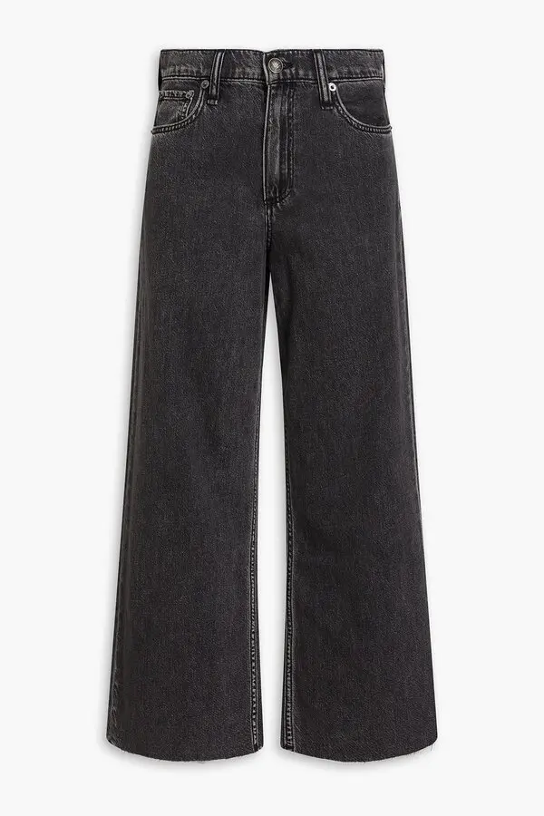Rag & Bone Andi Cropped High-rise Wide-leg Jeans - Black