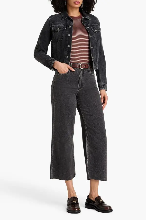 Rag & Bone Andi Cropped High-rise Wide-leg Jeans - Black